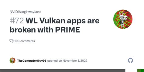 WL Vulkan Apps Are Broken With PRIME Issue 72 NVIDIA Egl Wayland