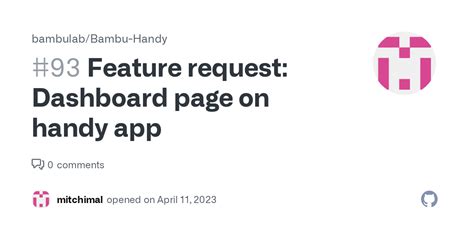 Feature Request Dashboard Page On Handy App · Issue 93 · Bambulab