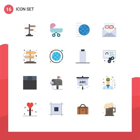 Mobile Interface Flat Color Set Of 16 Pictograms Of Envelope Contact Us Delivery Contact