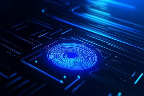 Identification System Scanning Human Fingerprint By Generative Ai Stock Illustration