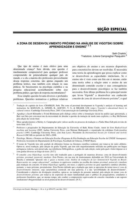 Pdf A Zona De Desenvolvimento Próximo Na Análise De Vigotski Sobre