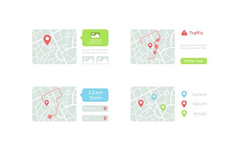 Premium Vector Maps With Routes Ui Elements Kit