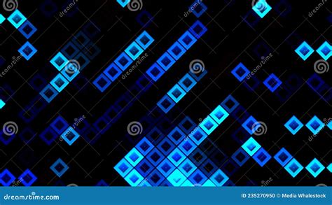 Blinking Blue Squares On Black Background Seamless Loop Motion