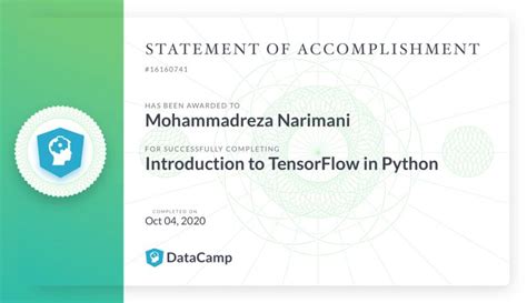 ”introduction To Tensorflow In Python” Certificate Thank You Very Much Dr Isaiah Hull And The