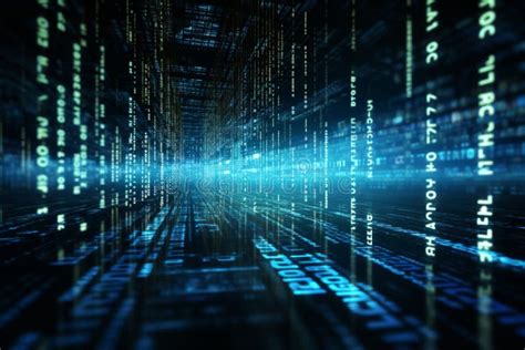 Futuristic Digital Canvas Binary Code And Ai Algorithms Intertwine Seamlessly Stock Illustration