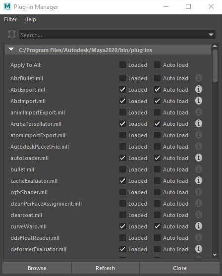 Faster Loading Autodesk Maya By Unloading Unnecessary Plugins