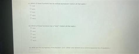 Solved Consider The Following Rational Functions