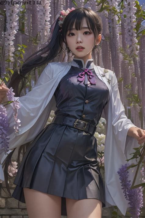 aipaintTW on Twitter 栗花落カナヲ サイドテール pixiv今日のお題 AIコスプレ AIart 鬼滅の刃