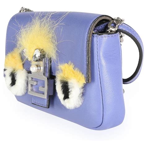 Fendi Periwinkle Bag Bug Micro Baguette Purple Ref 622943 Joli Closet