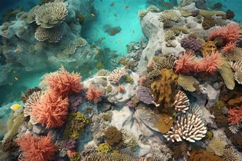 Aerial View Of Fractal Patterns In A Sprawling Coral Reef Stock