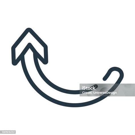 반원형 위쪽 화살표 얇은 선 아이콘 사용자 인터페이스 화살표 화살표 사용자 인터페이스 개념 격리 윤곽 선개의 기호에서 선형 아이콘 웹 디자인 및 앱에 대한 벡터 그림 기호