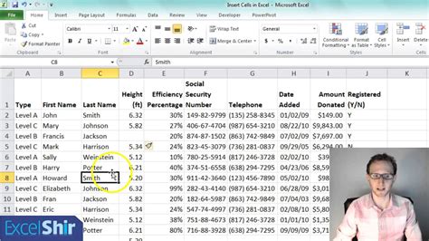 Microsoft Excel Tutorial How To Insert Cells Youtube