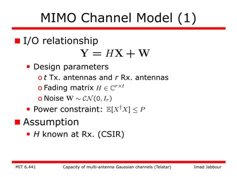 PPT Capacity Of Multi Antenna Gaussian Channels I E Telatar PowerPoint Presentation ID