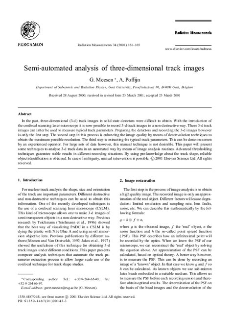 Pdf Semi Automated Analysis Of Three Dimensional Track Images