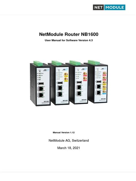 Netmodule Router Nb1600 User Manual For Software Version 43 Pdf Computer Networking