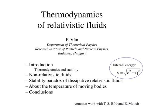 Ppt Thermodynamics Of Relativistic Fluids Powerpoint Presentation Free Download Id1131415