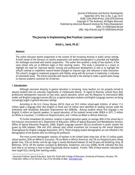 Pdf The Journey To Implementing Best Practices Lessons Learned