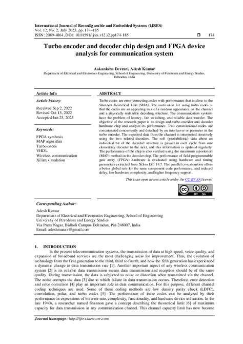 Pdf Turbo Encoder And Decoder Chip Design And Fpga Device Analysis For Communication System