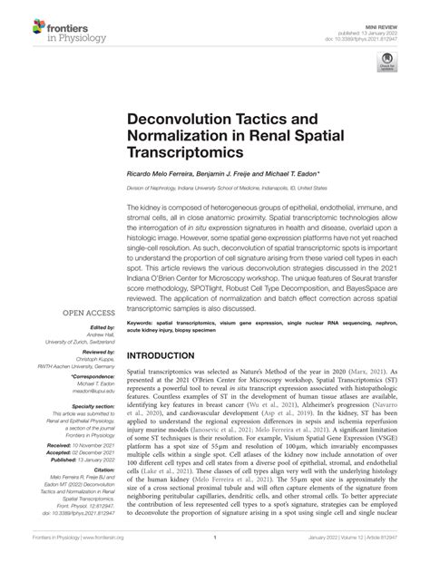 Pdf Deconvolution Tactics And Normalization In Renal Spatial Transcriptomics