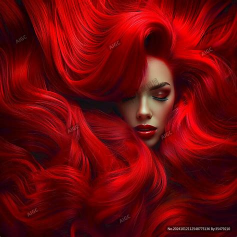 Ai创作图火焰般的头发 美发广告女性广告 披发美女背景 头发广告头发海报 头发广告海报 美容美发封面 美发行业素材 美发形象海报 大气美发海报 长头发人物 火红色样式 赤金色的头发 美发招贴