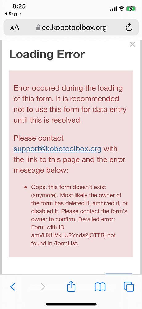 Error Occured During The Loading Of This Form Data Collection
