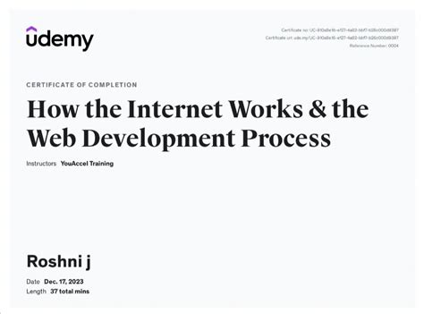 roshni j on linkedin certificate on internet works and web development