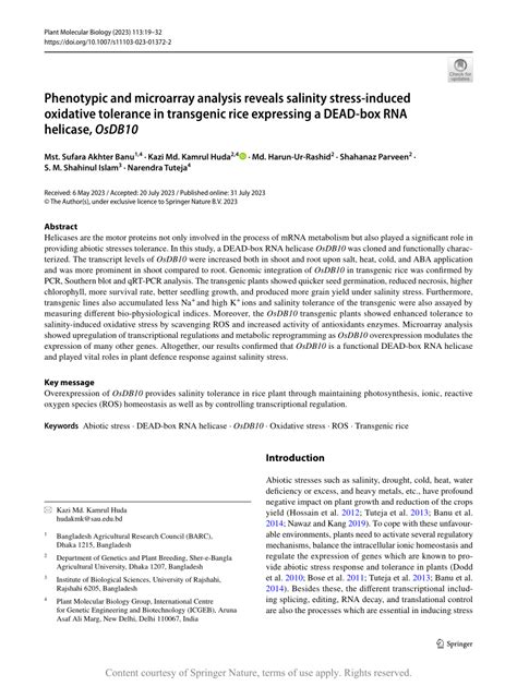 Phenotypic And Microarray Analysis Reveals Salinity Stress Induced Oxidative Tolerance In