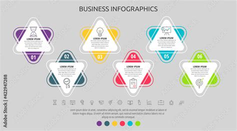 Modern And Simple Flat Vector Triangle Infographic With Six Steps