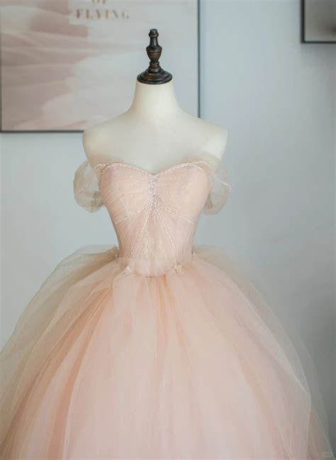 Pink Tulle Ball Gown Sweetheart Long Formal Dress Pink Tulle Party Dr