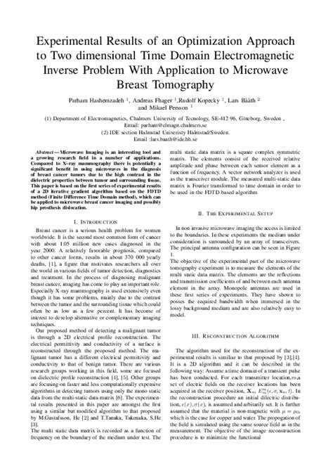 Pdf An Iterative Algorithm For Microwave Tomography Using Modified
