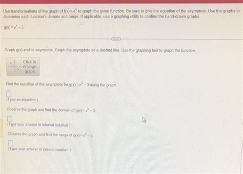 Solved Use Transformations Of The Graph Of Fxex To Graph