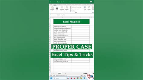Proper Case Excel Tips And Tricks Excel Exceltips Shorts Youtube