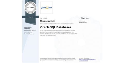 Shivanshu Soni On Linkedin Databasemanagementsystem Sqldatabase Learning Coursera Oracle Sql
