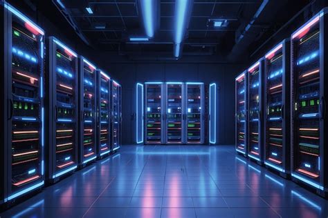 premium photo data server racks hub room with big data computer