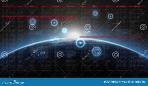 Image Of Data Processing On Screen And Scopes Scanning Over Planet Earth Stock Image Image Of