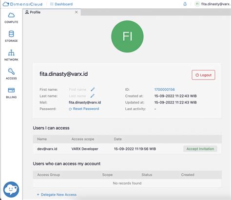 Menerima Akses Dimensicloud