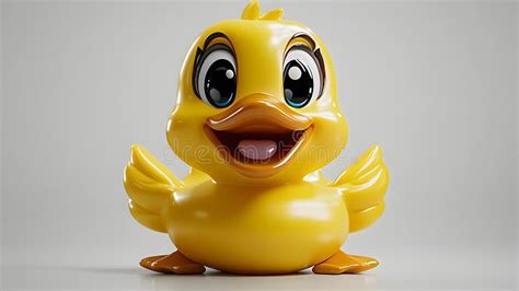 Cute Chibi Duck Character Waddling Through Farmyard In Style Blind Box Toy Model Stock