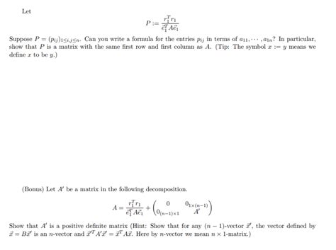 P E1TAe1r1Tr1 Suppose P Pij 1i Jn Can You Write Chegg Com