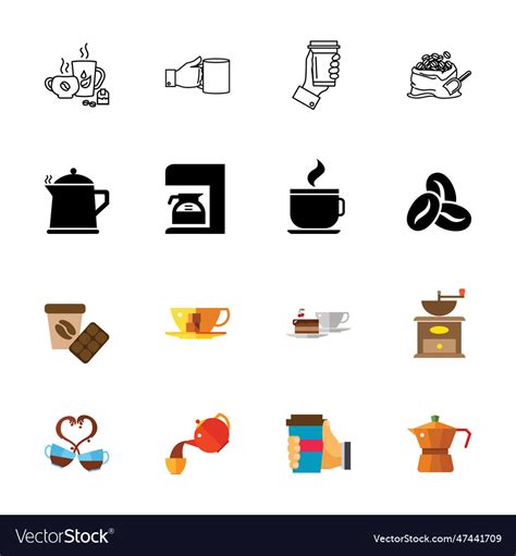 Coffee Icon Set Royalty Free Vector Image Vectorstock