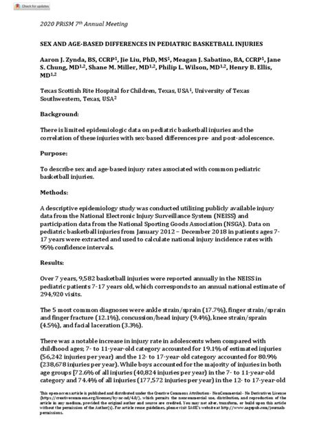 Sex And Age Based Differences In Pediatric Basketb Pdf Medical