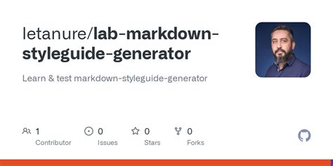 Github Letanurelab Markdown Styleguide Generator Learn And Test
