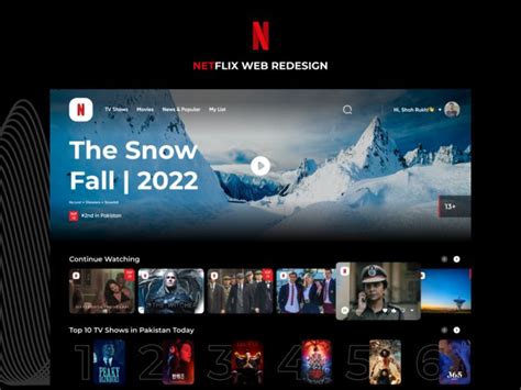 The Netflix Web Design Is Shown In Black And Red