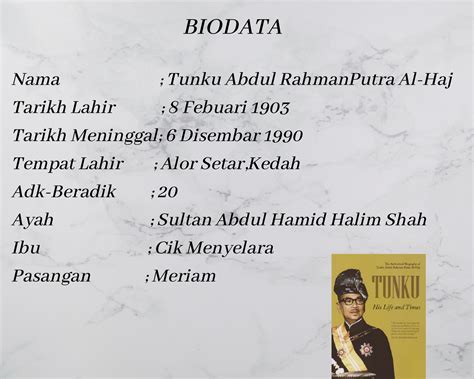 Biodata Tunku Abdul Rahman Boris Lockwood