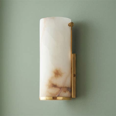 Thales Wall Sconce In Alabaster And Antiqued Brass