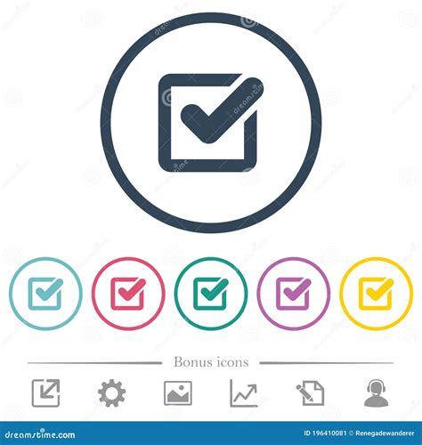 Checkbox Flat Color Icons In Round Outlines Stock Vector Illustration Of Poll Outlines