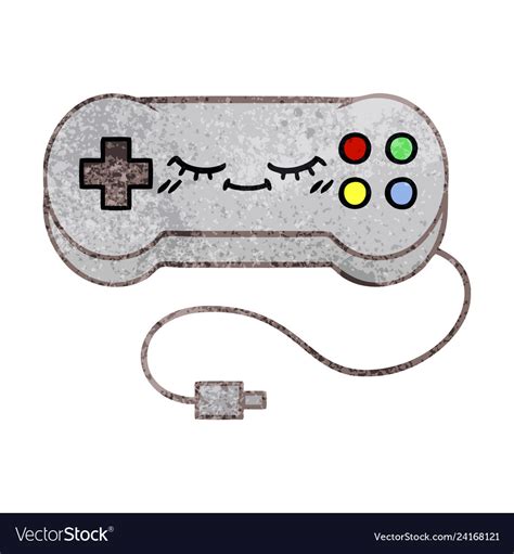 Retro Grunge Texture Cartoon Game Controller Vector Image
