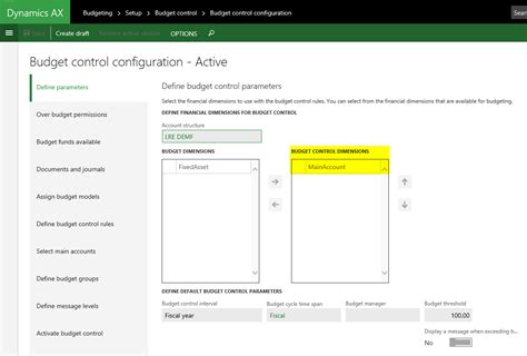 Budget Control For Fixed Assets Part 2 AX7 Microsoft BizApps Finance Controlling
