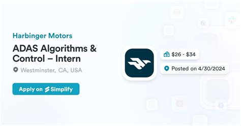 Adas Algorithms And Control Intern Harbinger Motors Simplify Jobs