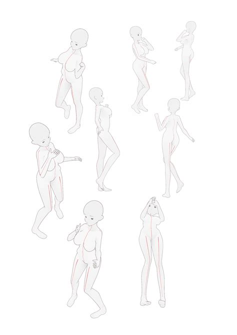 【トレス素材】女性の立ち姿ポーズ集 Illust Pose