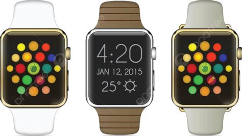 Aluminum Smart Watch With A Trendy Colorful Vector Illustration And Smartwatch Interface Vector